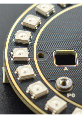 ROB0150, Circular RGB LED Expansion Board, 24 RGB LEDs, Microphone, Buzzer