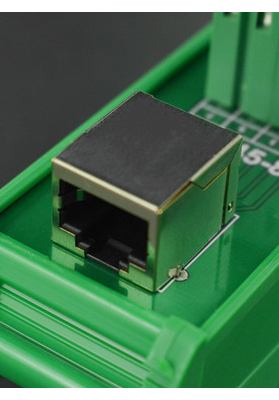 FIT0852, RJ45 Terminal Block Adapter - Horizontal, DIN Rail, 8-Port, Green