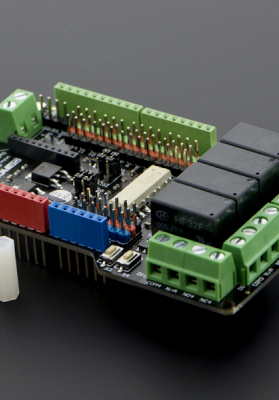 DFR0144, Relay Shield, 4 Channel, for Arduino, XbeeBluetooth, 360VA, 9V
