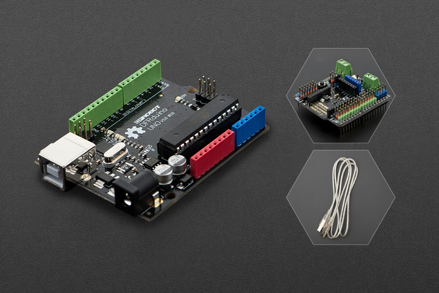 Uno R3 With Dfrduino Io Expansion Shield And Usb Cable Ab Dfrobotdfr0216 2 Køb Her 28500 Dkk