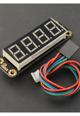 DFR0645-G, 4-Digital LED Segment Display Module Green, I2C, 8-Level ...