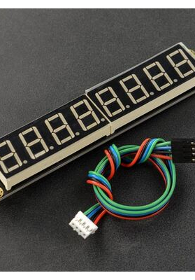 DFR0646-G, LED Segment Display Module, 8-Digital, I2C, 16-Level Brightness Green