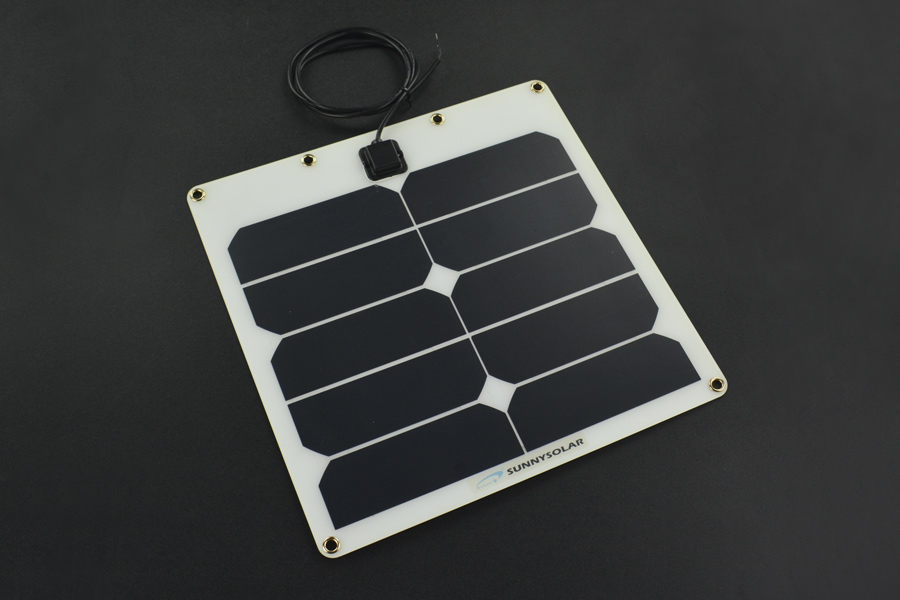 FIT0573, Solar Panel 5V 2A Semi Flexible, 21pct Efficiency, Waterproof, 10W