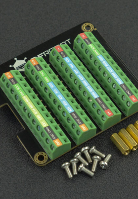 DFR0918, GPIO Terminal Block HAT, Raspberry Pi 4B, LED Indicators, Color Silkscreen