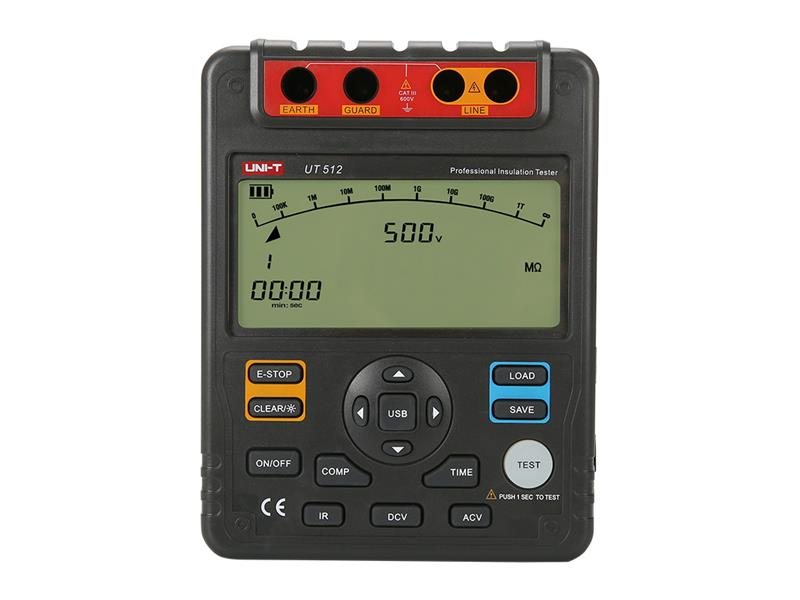 Isolationsmodstandsmåler UNI-T UT512 0.5MOhm ~100GOhm 500V/1000V/1500V ...