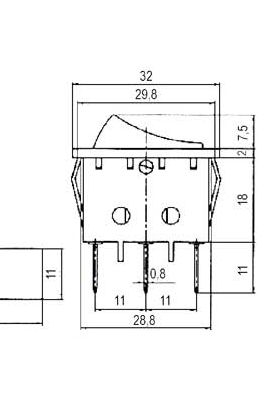 Rocker switch TIPA 3-pol 3-pin (ON)-OFF-(ON) 250V/15A sort